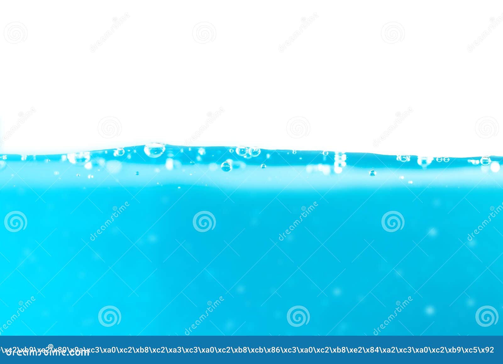 Water Surface Side View with Bubbles and Waves in the Isolated ...