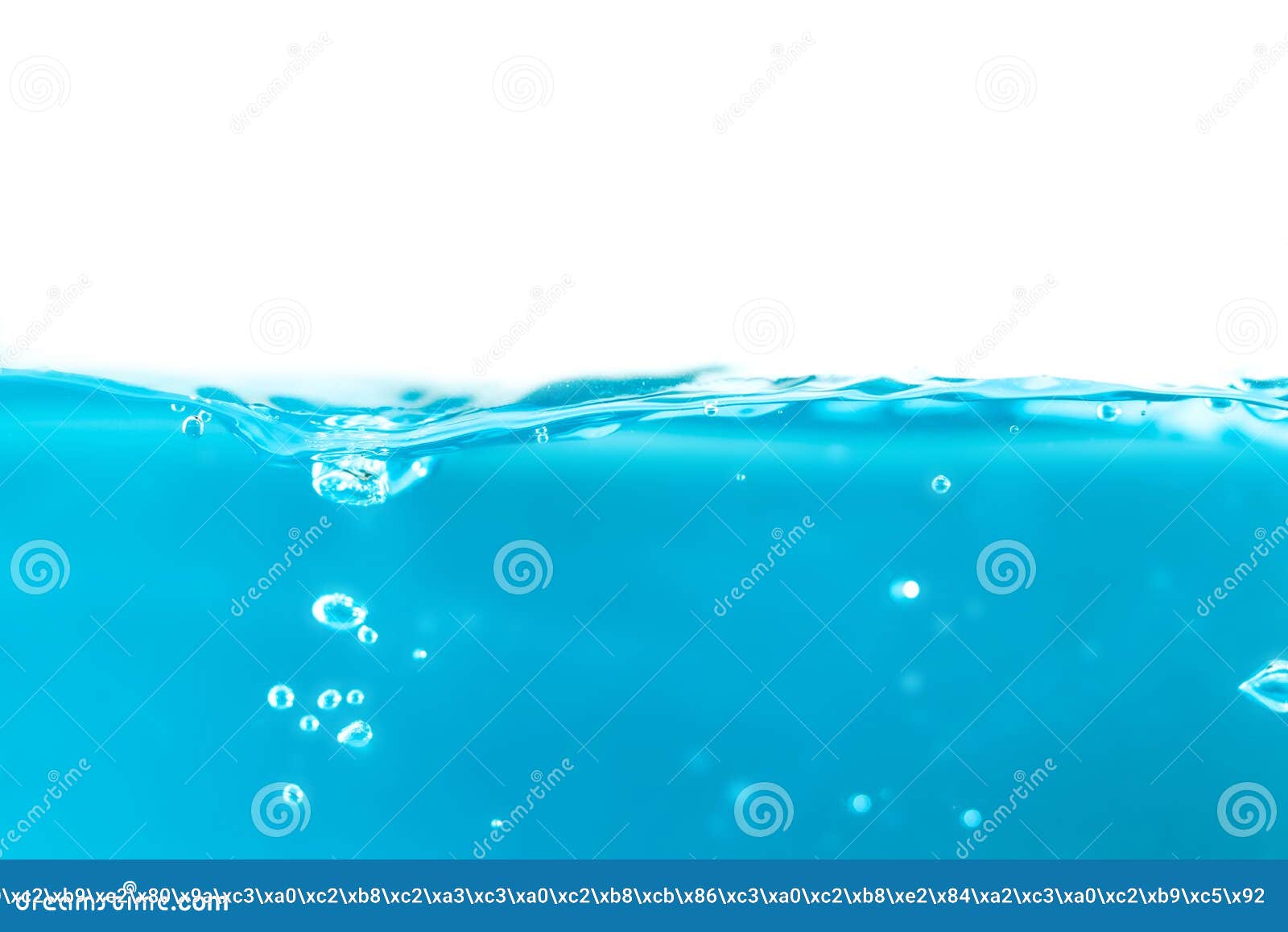 Water Surface Side View with Bubbles and Waves in the Isolated ...