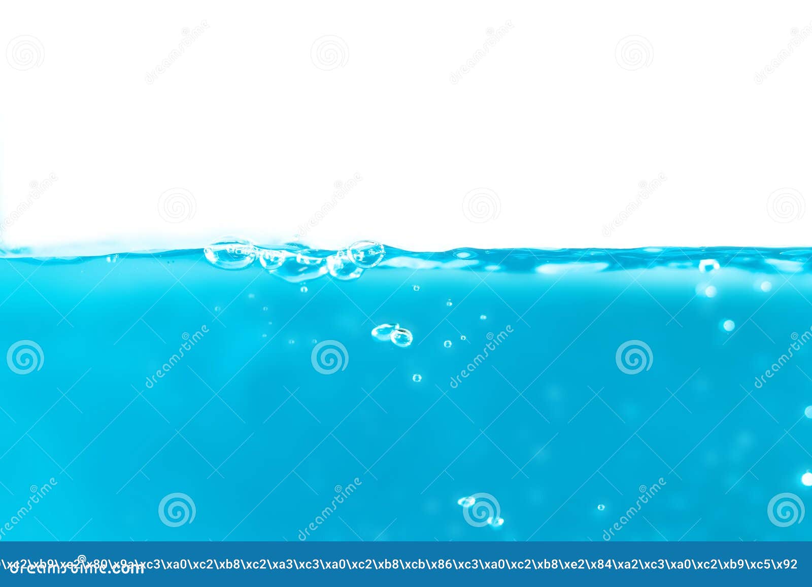 Water Surface Side View with Bubbles and Waves in the Isolated ...