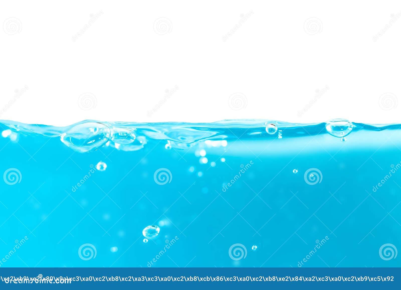 Water Surface Side View with Bubbles and Waves in the Isolated ...