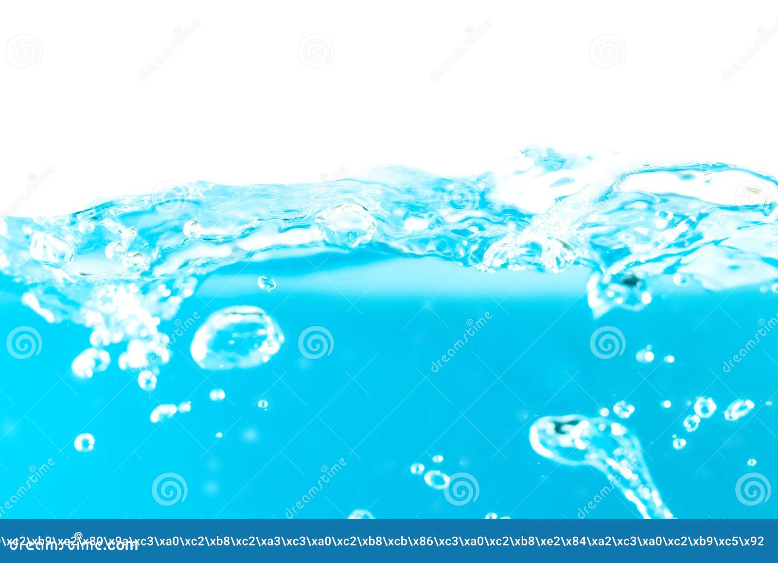 Water Surface Side View with Bubbles and Waves in the Isolated ...