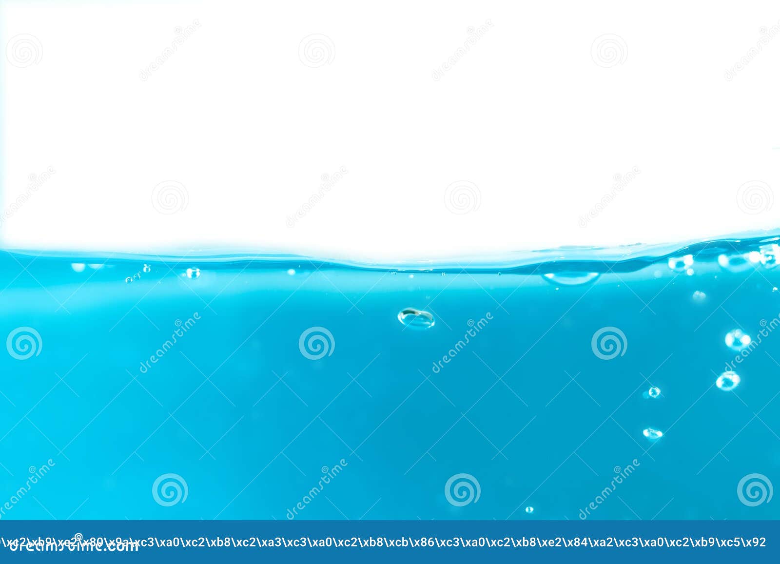 Water Surface Side View with Bubbles and Waves in the Isolated ...