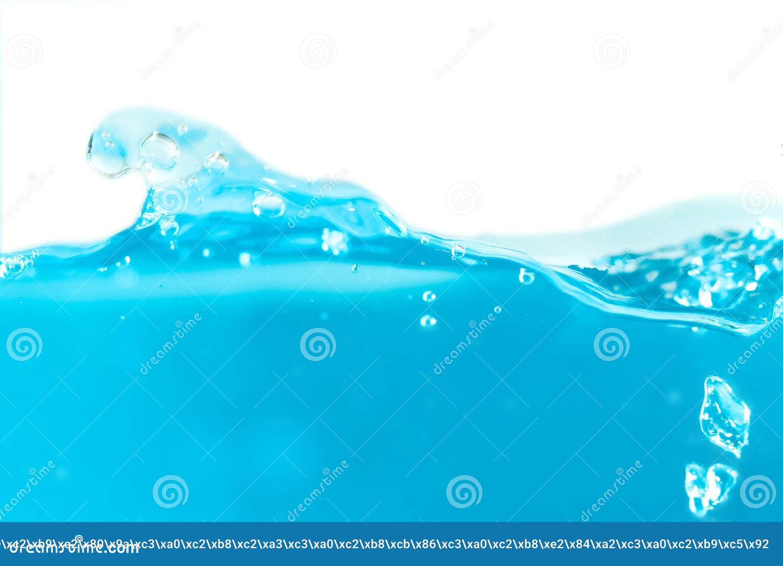 Water Surface Side View with Bubbles and Waves in the Isolated ...