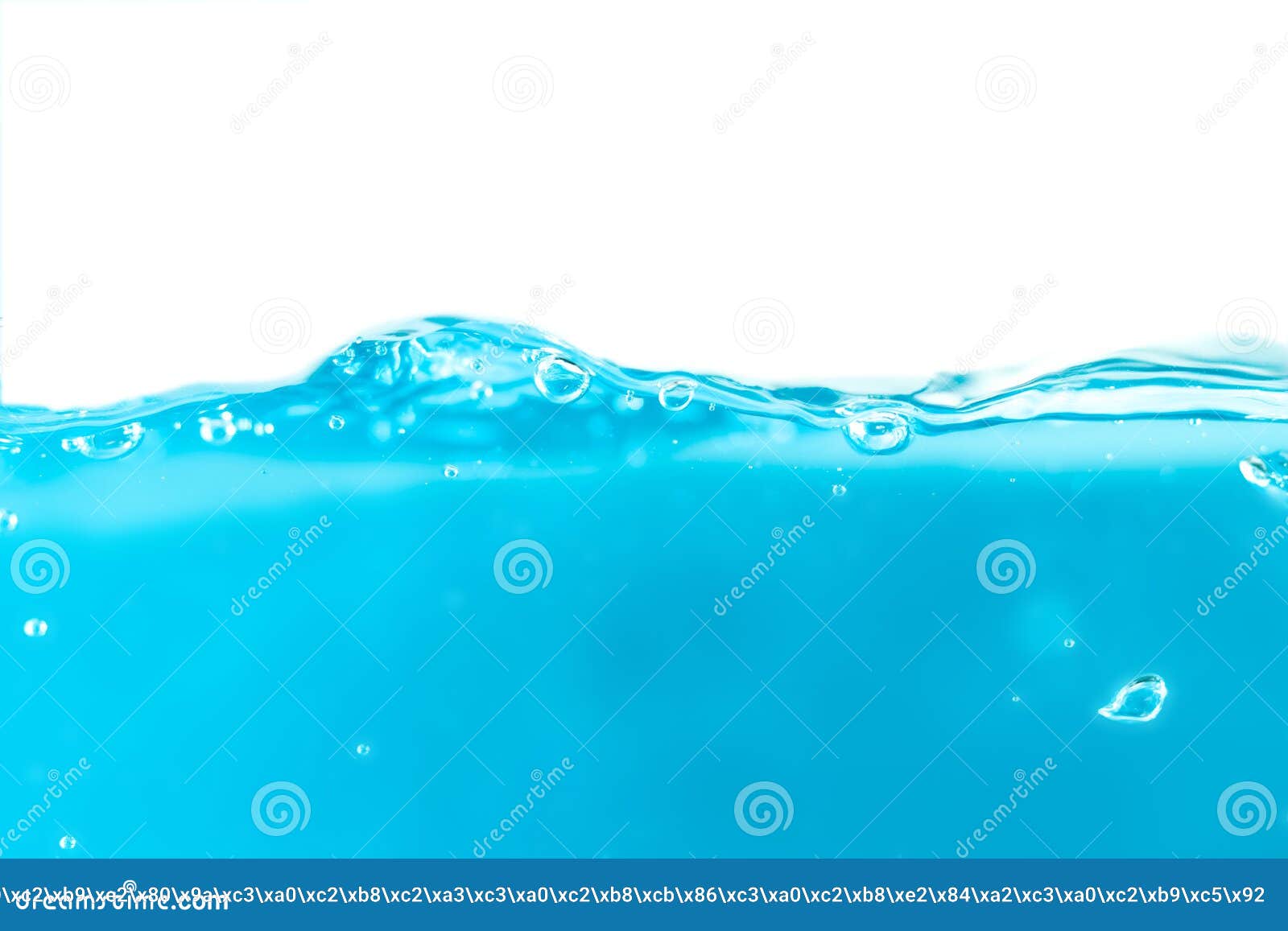 Water Surface Side View with Bubbles and Waves in the Isolated ...