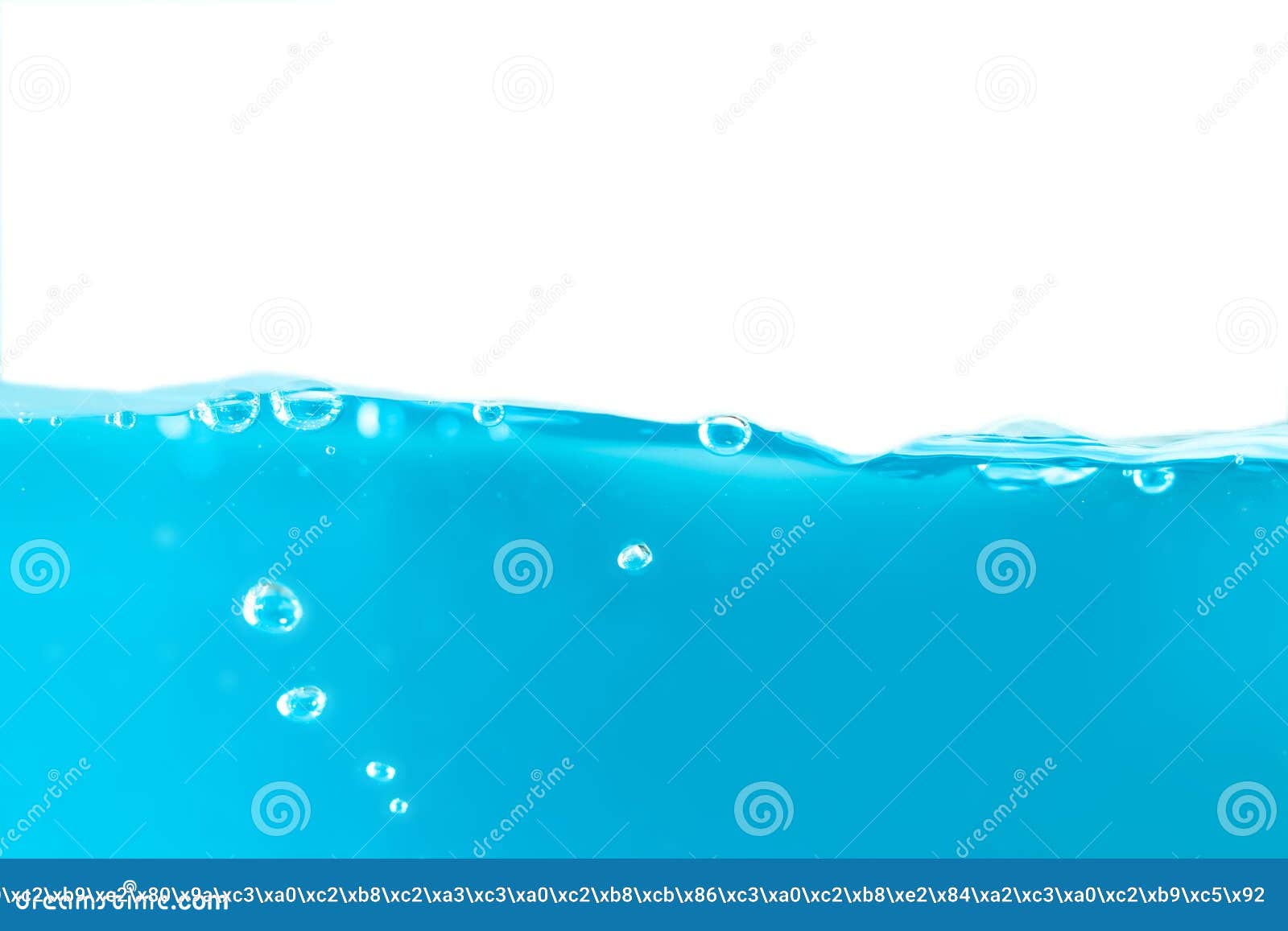 Water Surface Side View with Bubbles and Waves in the Isolated ...
