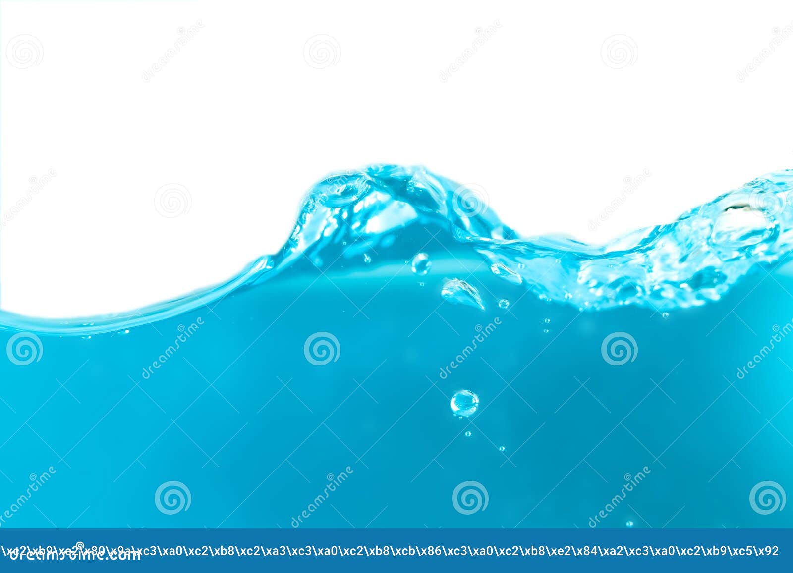 Water Surface Side View with Bubbles and Waves in the Isolated ...