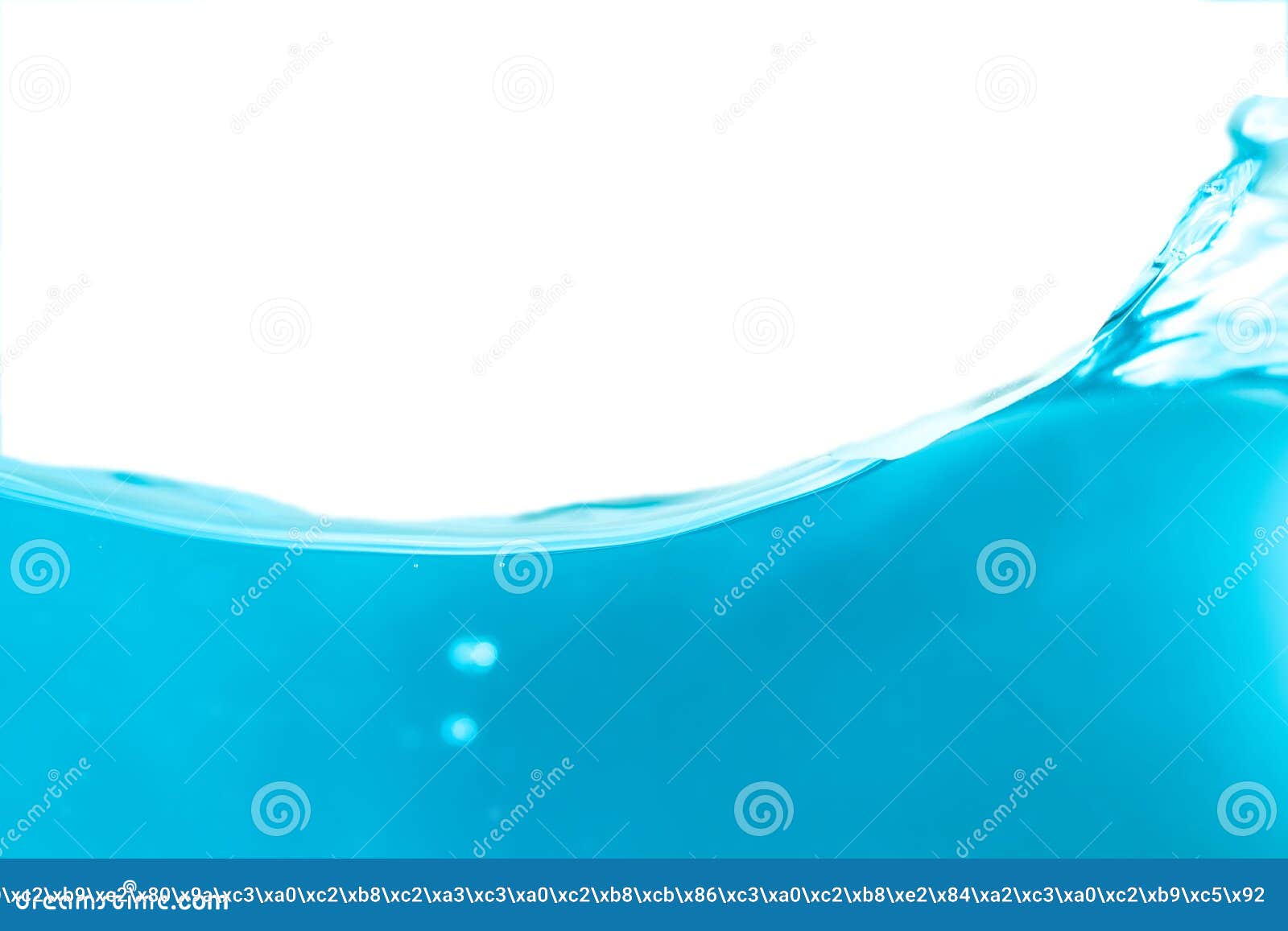 Water Surface Side View with Bubbles and Waves in the Isolated ...