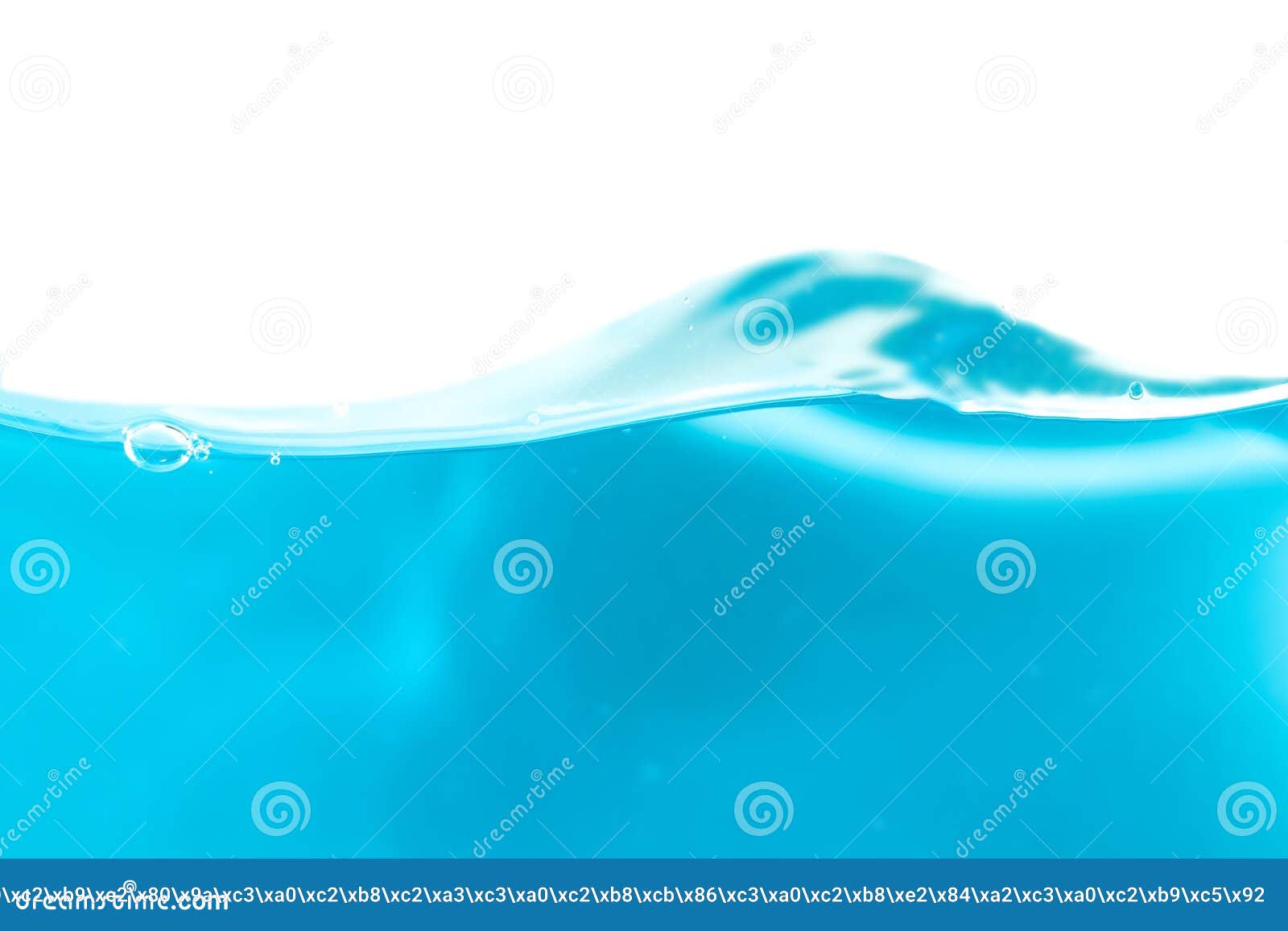 Water Surface Side View with Bubbles and Waves in the Isolated ...