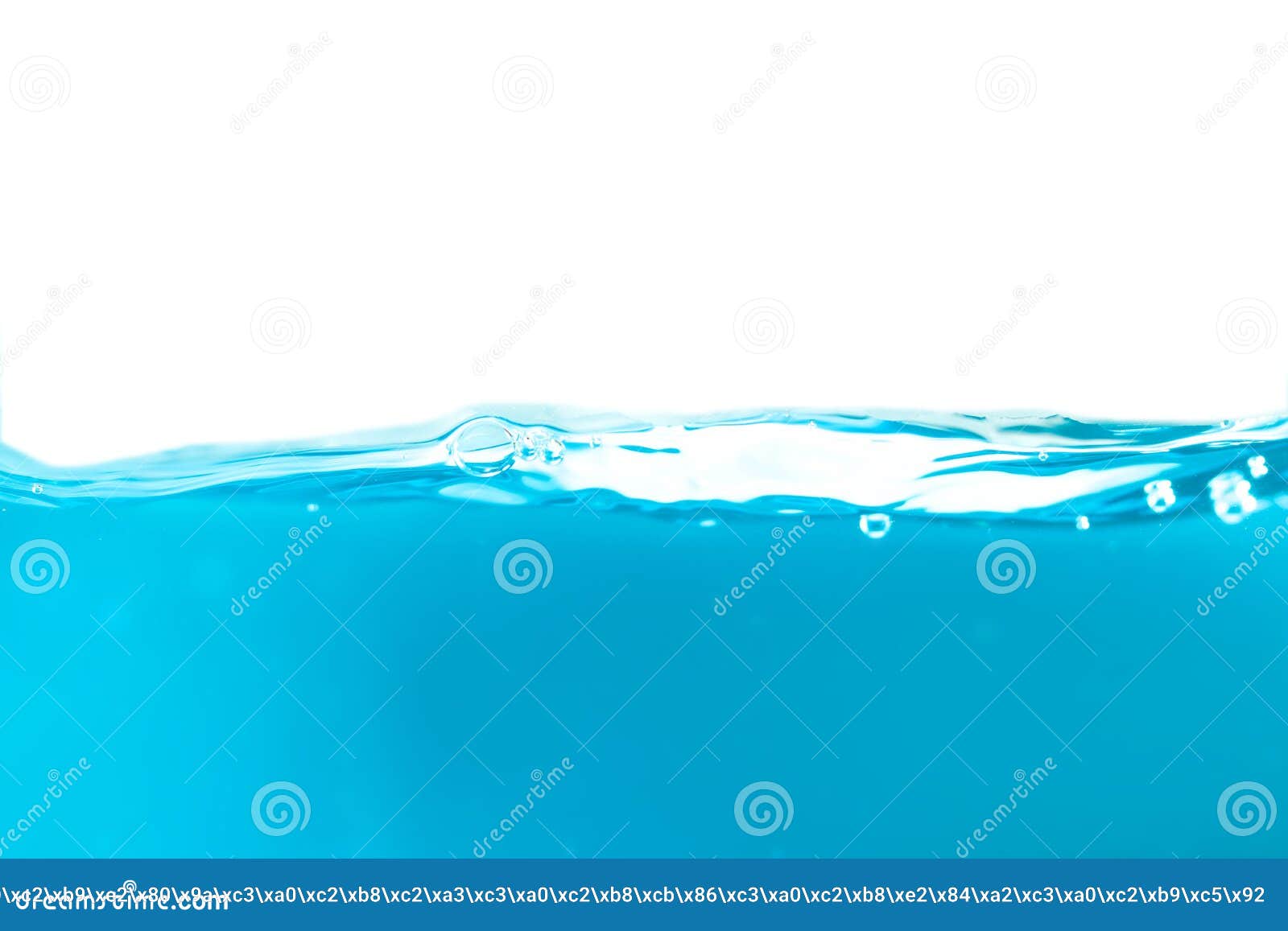 Water Surface Side View with Bubbles and Waves in the Isolated ...