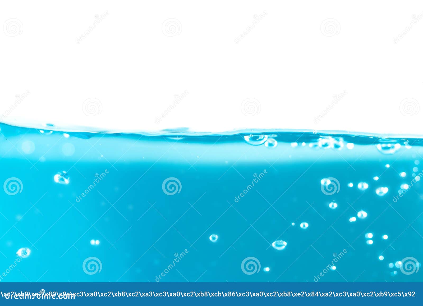Water Surface Side View with Bubbles and Waves in the Isolated ...