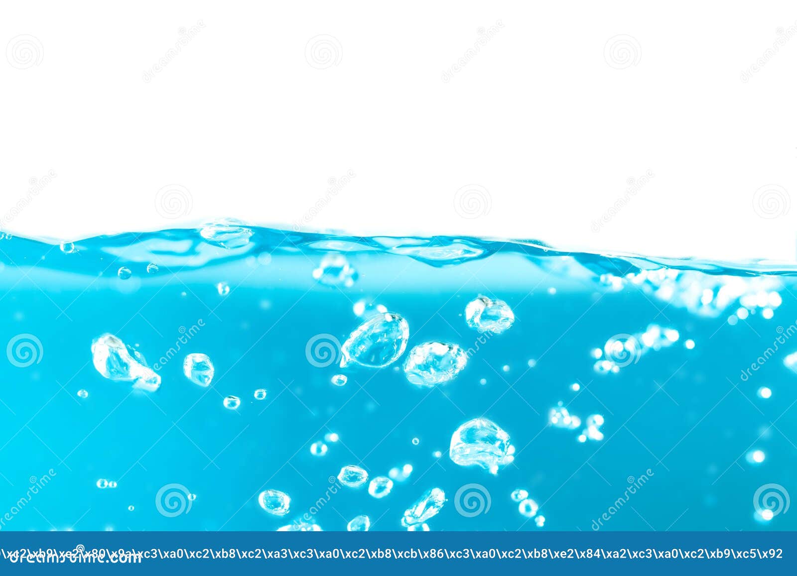 Water Surface Side View with Bubbles and Waves in the Isolated ...
