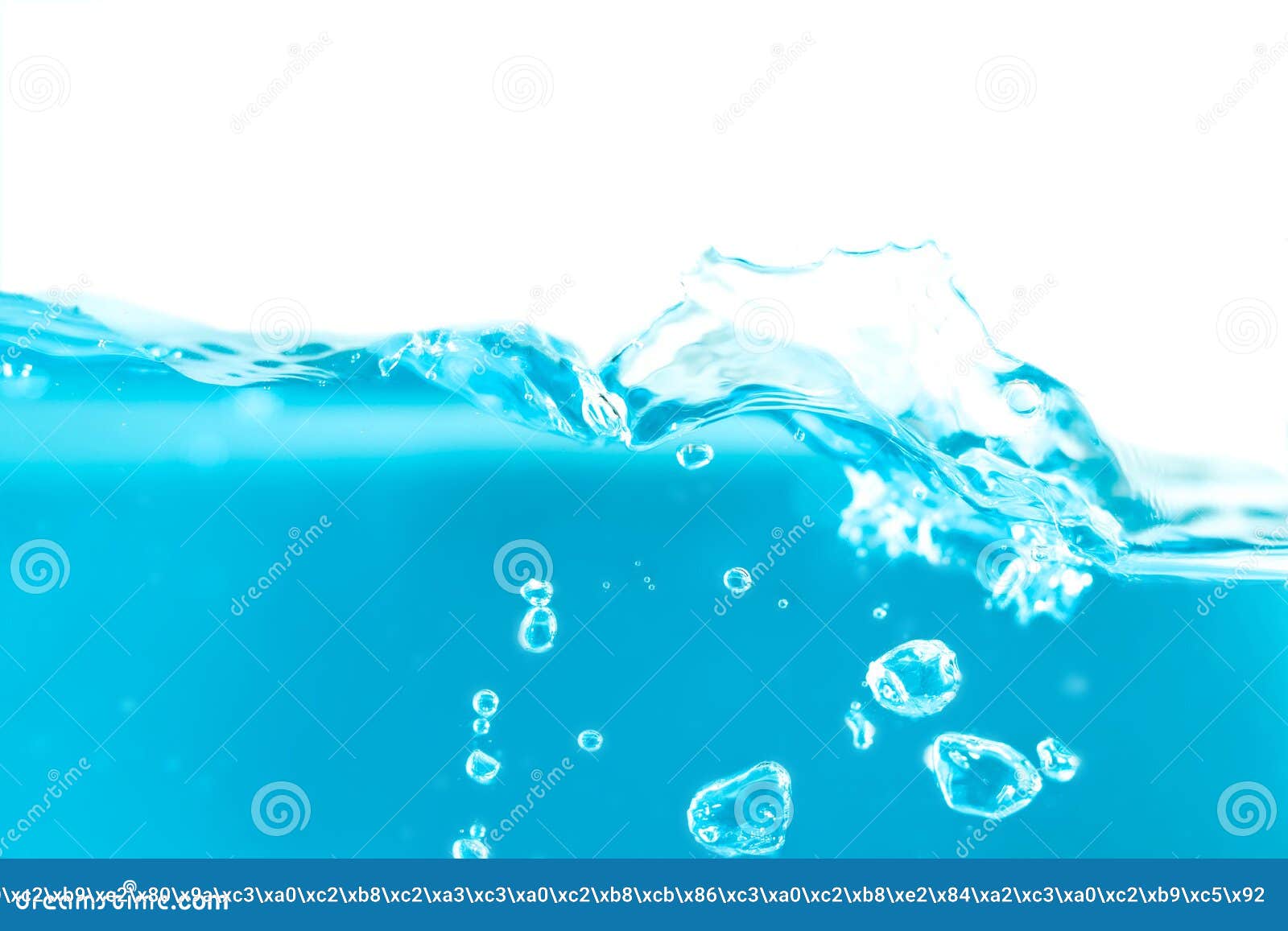 Water Surface Side View with Bubbles and Waves in the Isolated ...