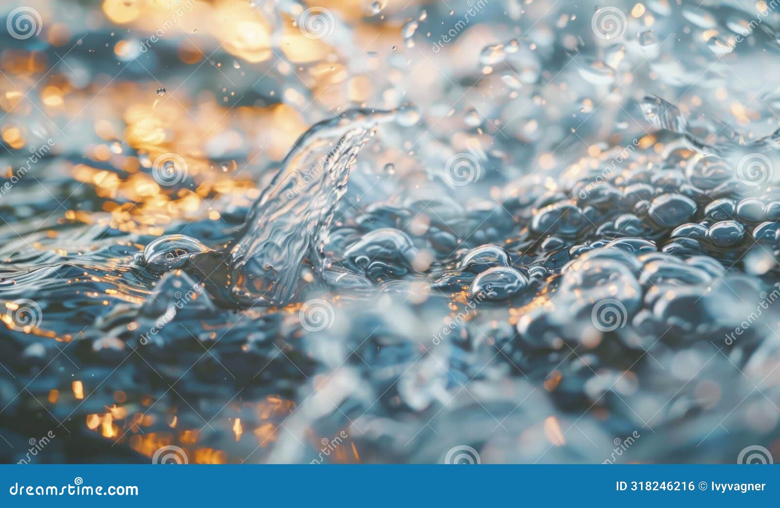 Water Surface with Splashes, Small Waves, Ripples and Rain Drops Closeup Stock Illustration ...