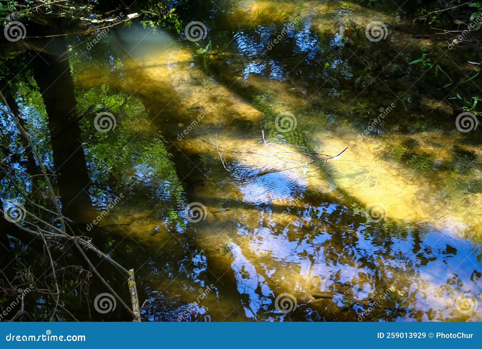 Water Surface in a Stream Shining in the Sun Stock Image - Image of ...