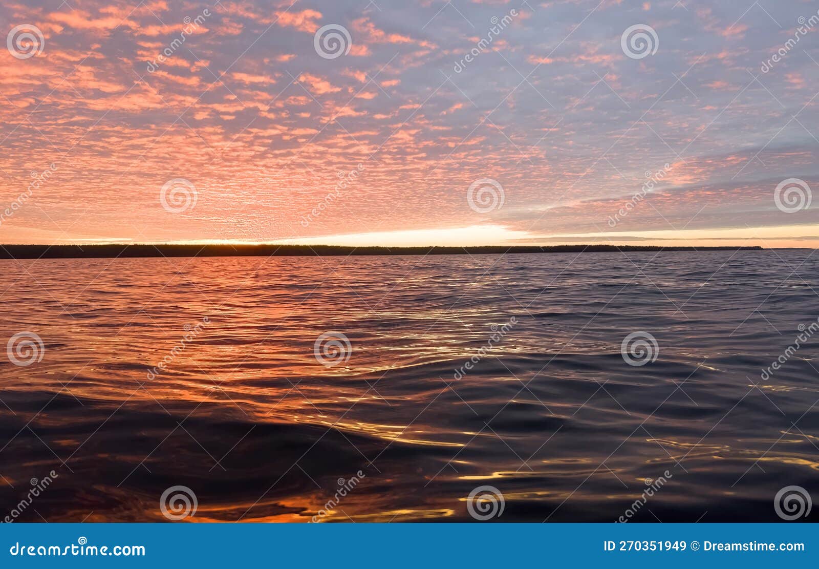 Water Surface. View of a Sunset Sky Background. Dramatic Gold Sunset ...