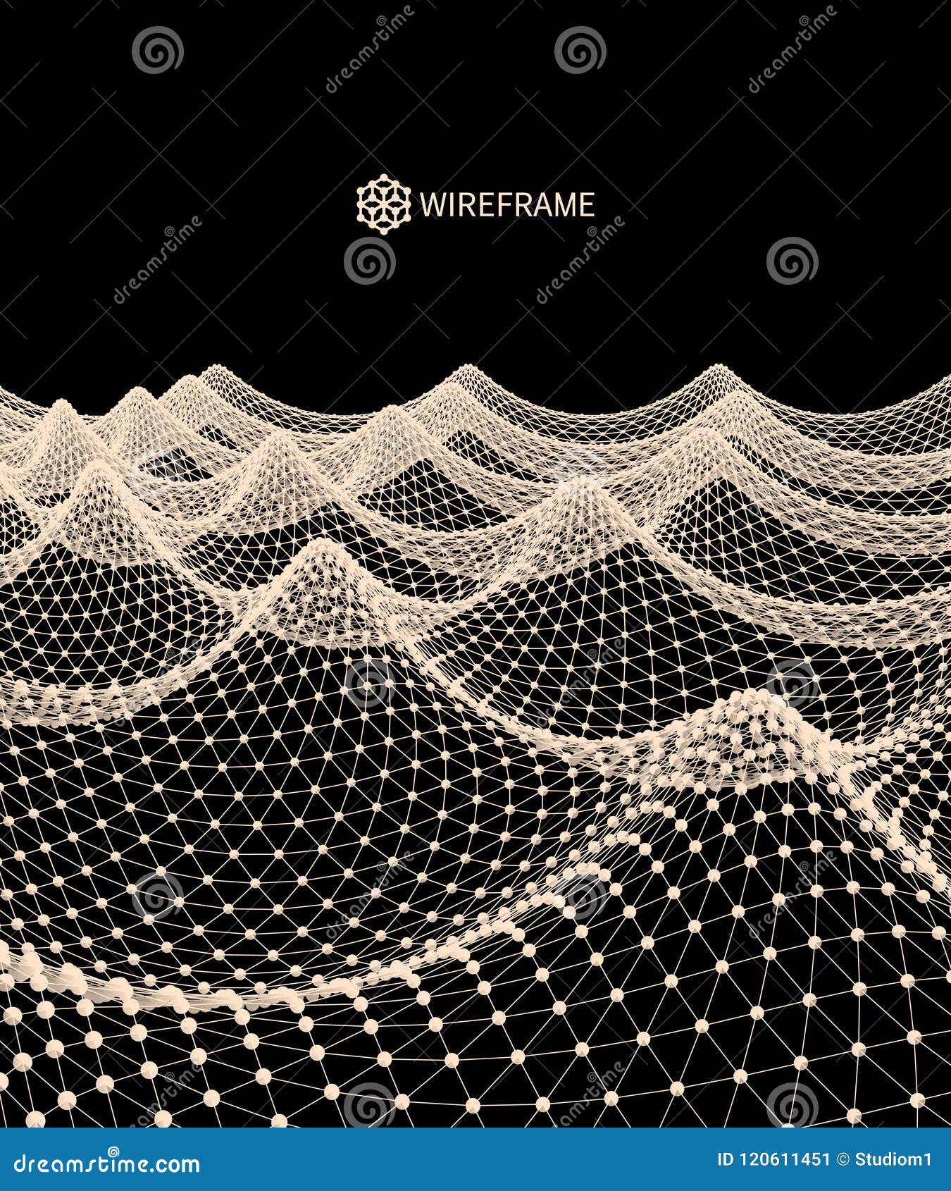 Water Surface. Wavy Grid Background. 3d Vector Illustration. Stock ...