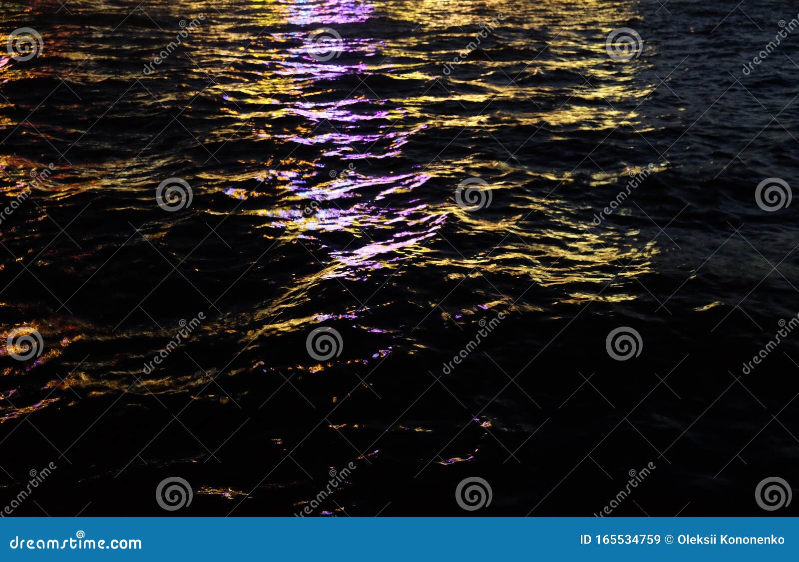 The Water Surface in Which Light is Reflected at Night Stock Image ...