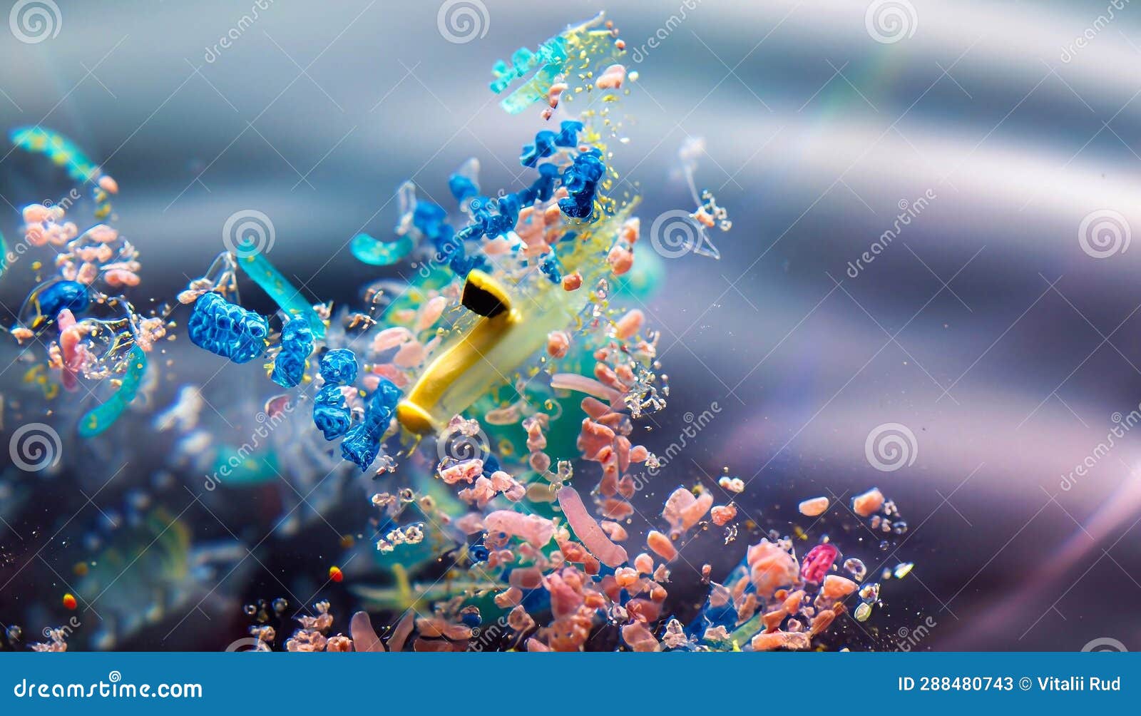 The of a Macro Photo of Microplastic Floating in the Ocean Stock Image ...