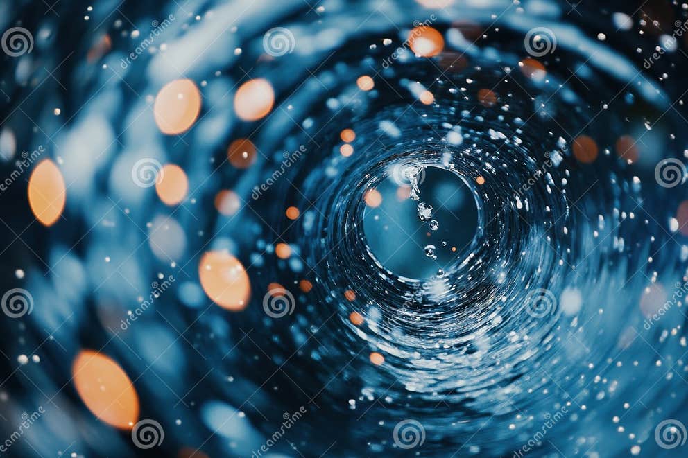 Water Swirling in a Deep Blue Vortex with Bubbles Stock Image - Image ...