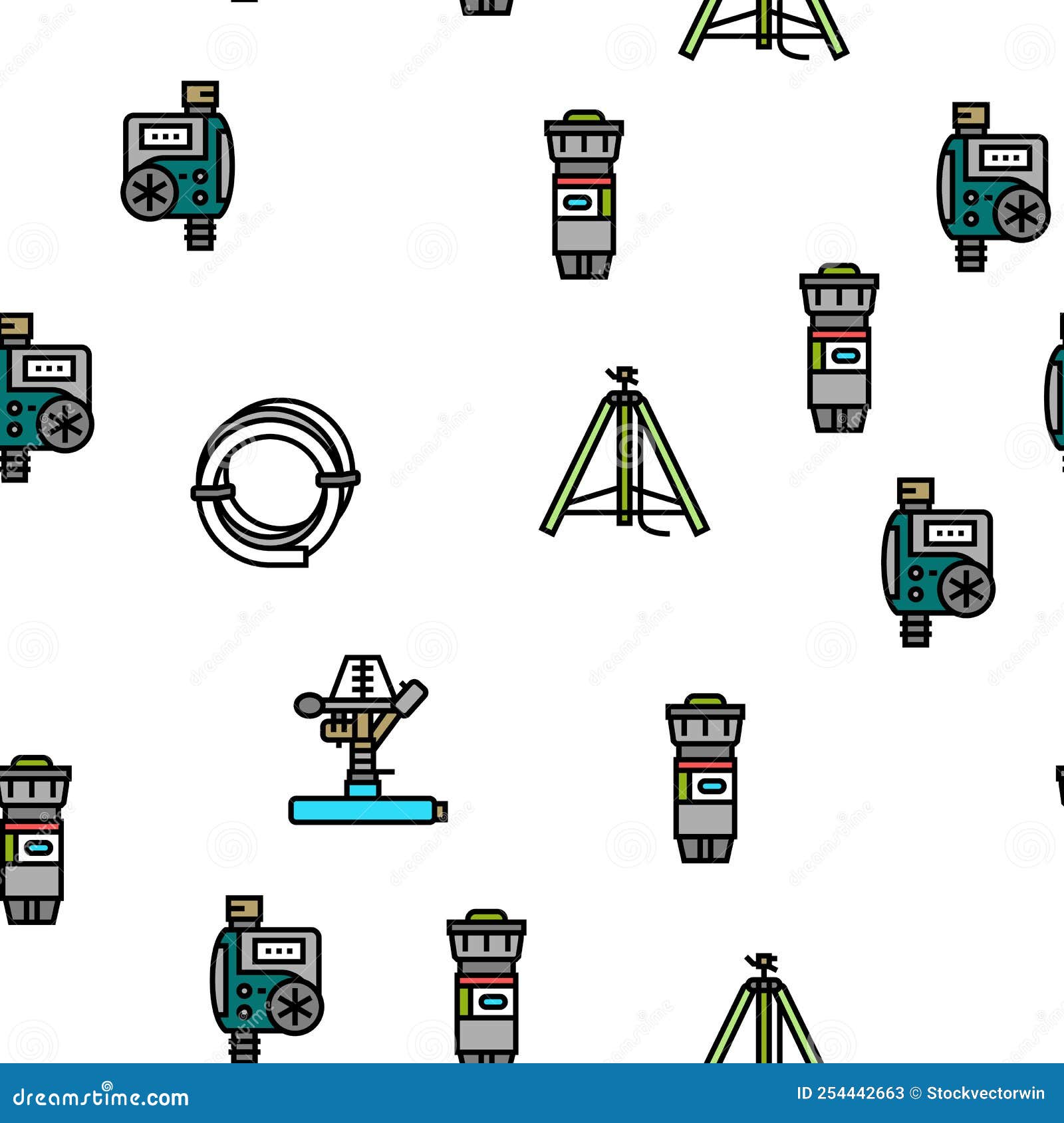 Water System Irrigation Sprinker Vector Seamless Pattern Stock Vector ...