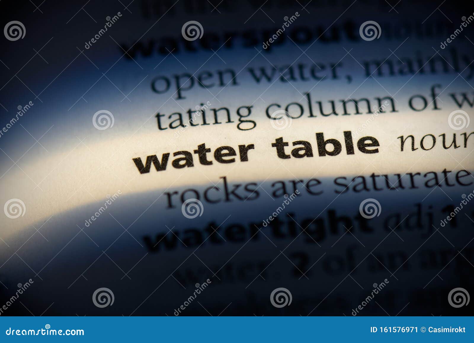 Water table stock image. Image of detail, dictionary - 161576971