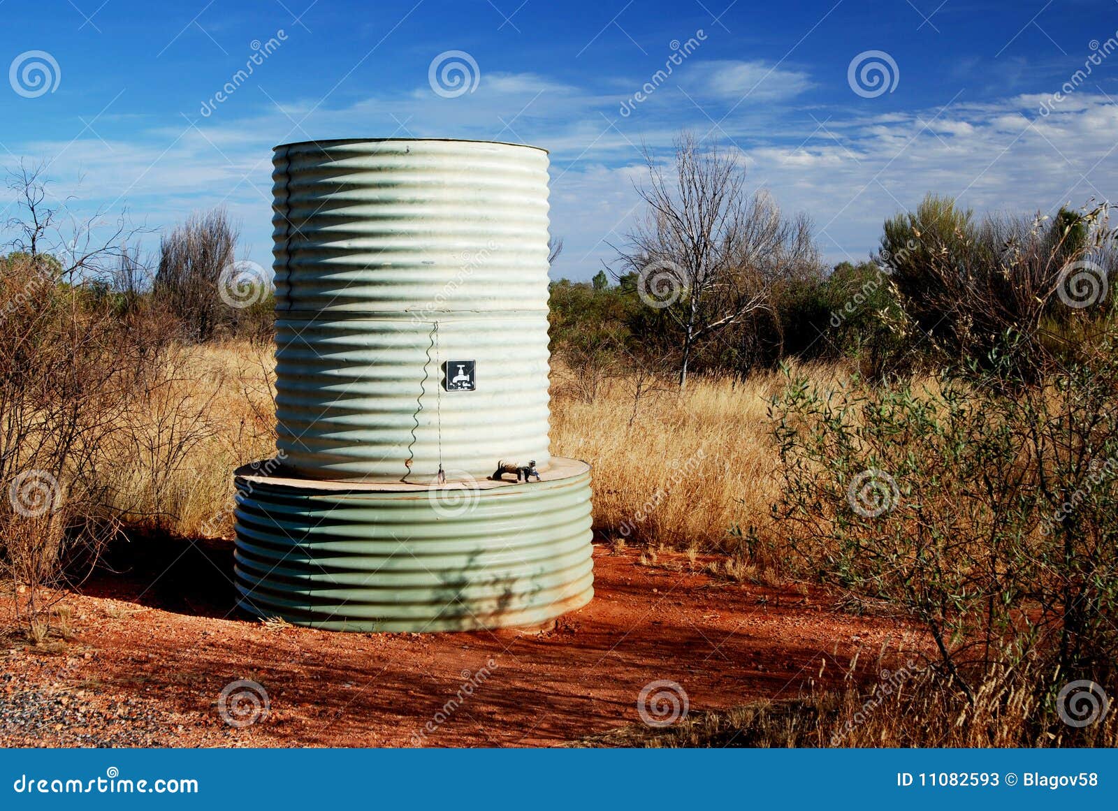 Water Tank in Australian Desert Stock Image - Image of spinifex, cloudy ...
