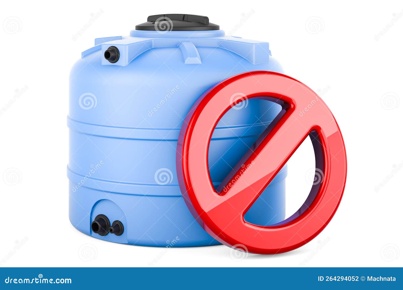 Water Tank with Forbidden Symbol, 3D Rendering Stock Illustration ...