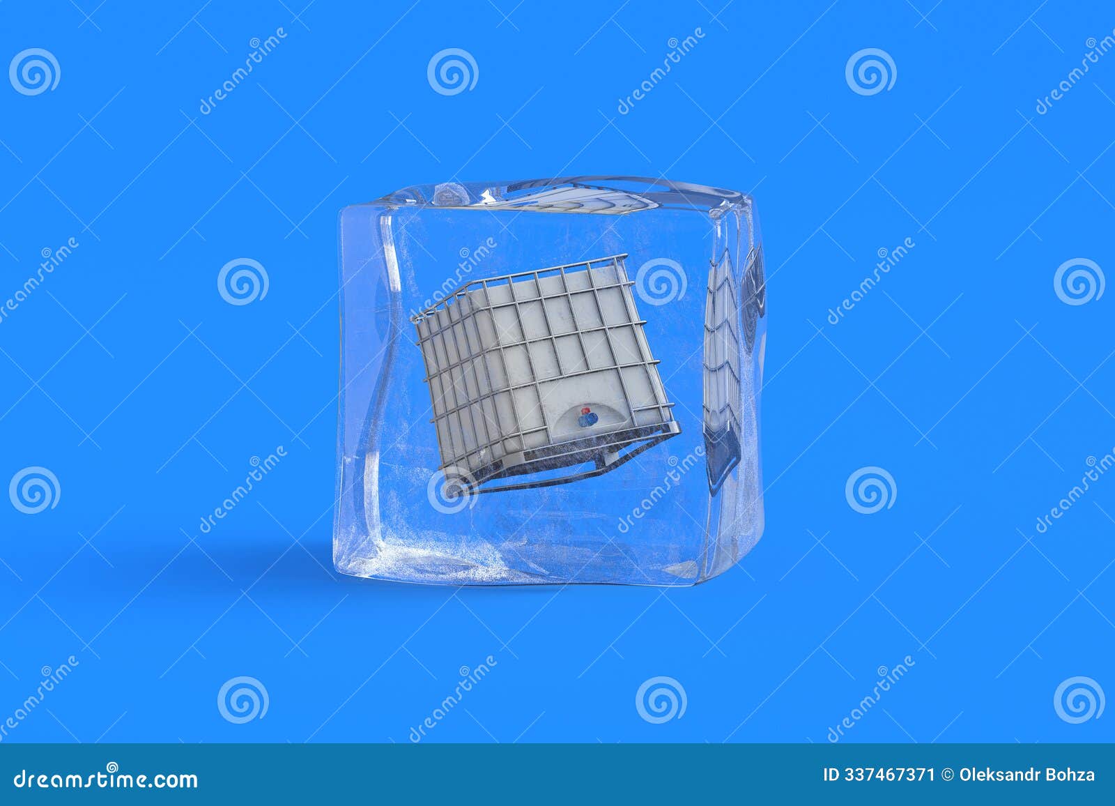 Water tank in ice cube. stock illustration. Illustration of frost ...