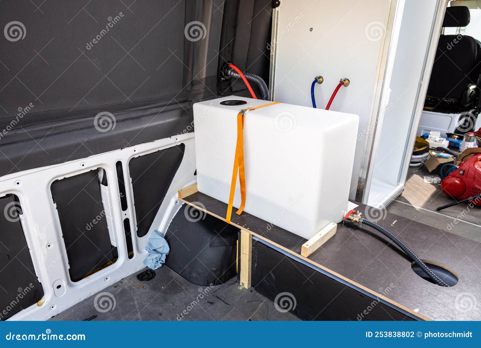 Water Tank Installed in a Camper Van Stock Photo - Image of conversion ...