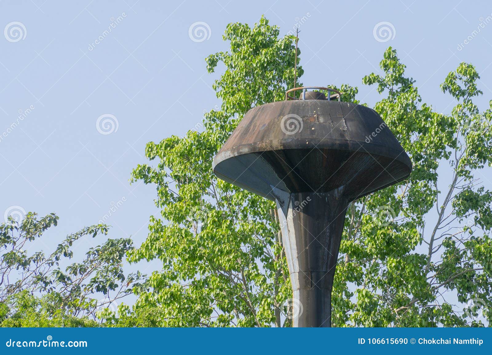 Water Tank and Old with Green Tree Background and Blue Sky Stock Photo ...