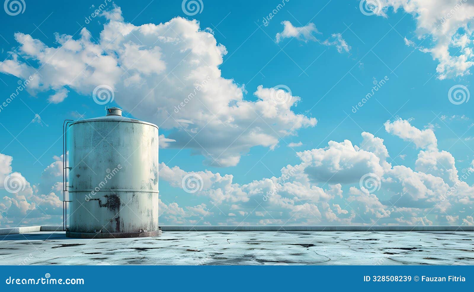 Water Tank on a Rooftop with Blue Sky and Clouds. Stock Image - Image ...