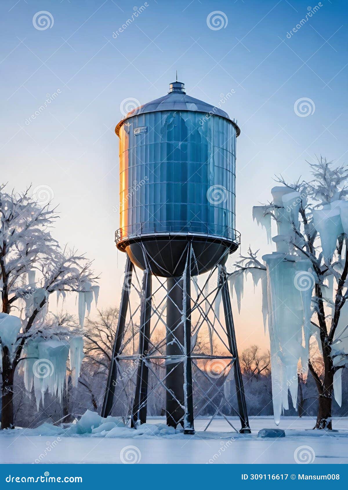 Water Tank Tower in Country Stock Illustration - Illustration of ...