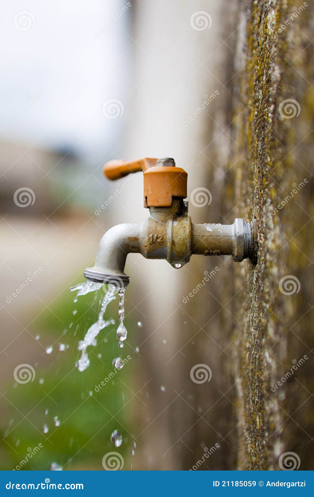 Water tap stock image. Image of wall, green, grass, country - 21185059