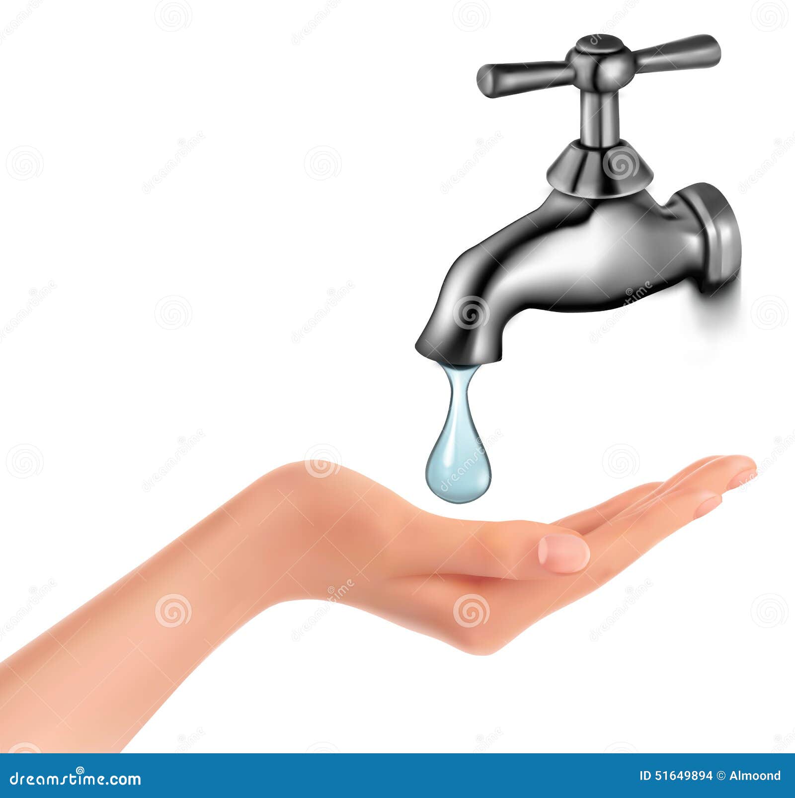 Water Tap with Drop and Hand. Stock Vector - Illustration of purity ...