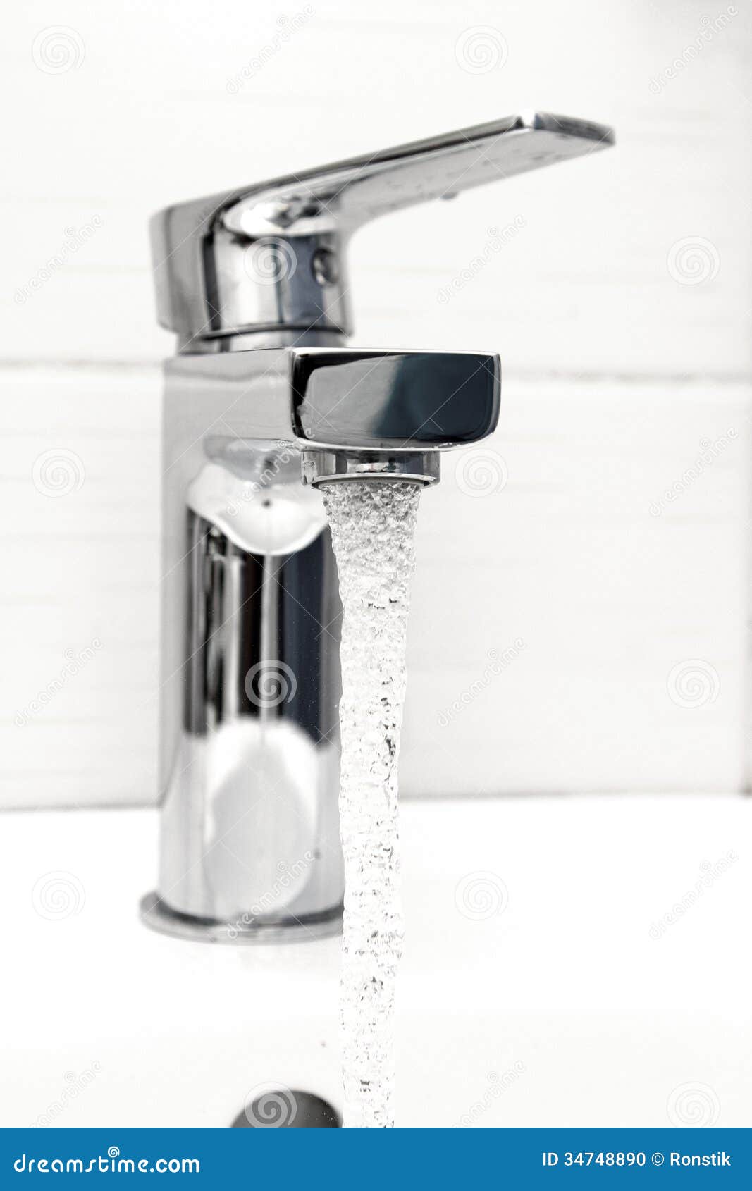 Water Tap with Flowing Water Stock Photo - Image of chrome ...