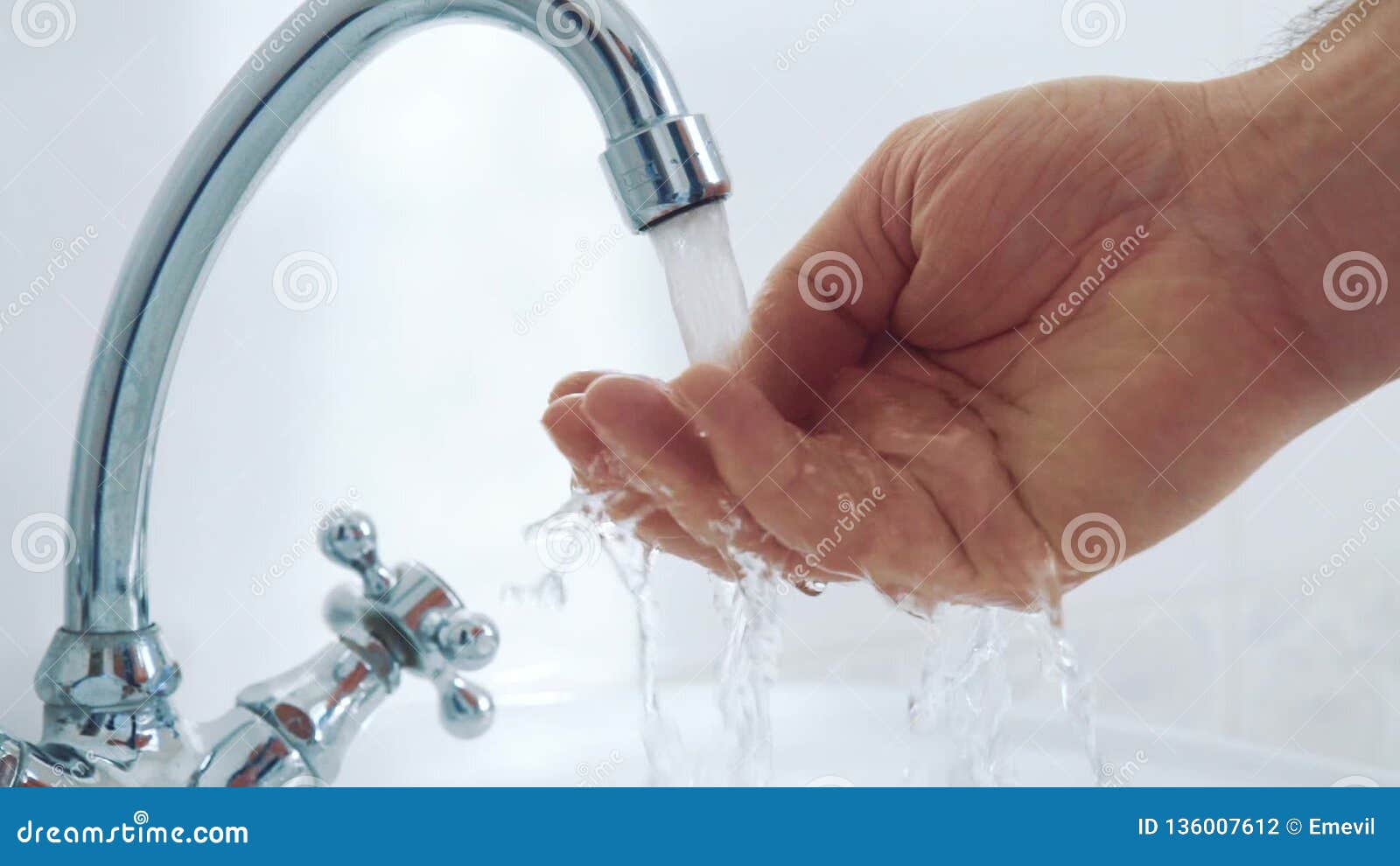 Water from the Tap Flows To the Hand. Slow Motion Stock Footage - Video ...