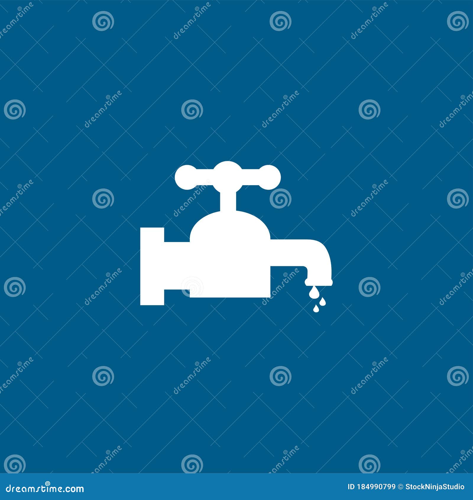 Water Tap Icon on Blue Background. Blue Flat Style Vector Illustration ...