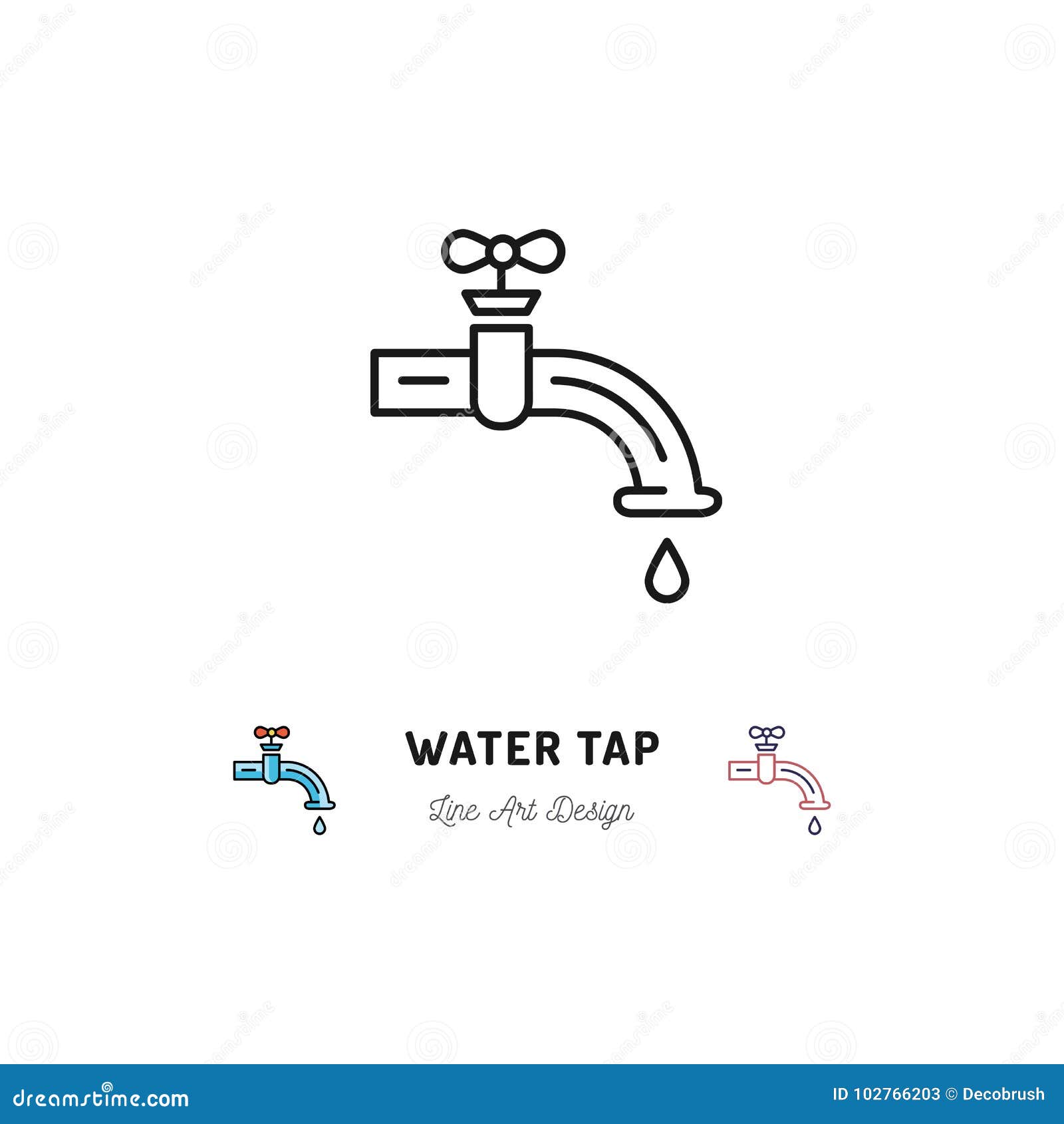 Water Tap Icon, Plumbing Symbol, Vector Thin Line Art Symbol Stock ...