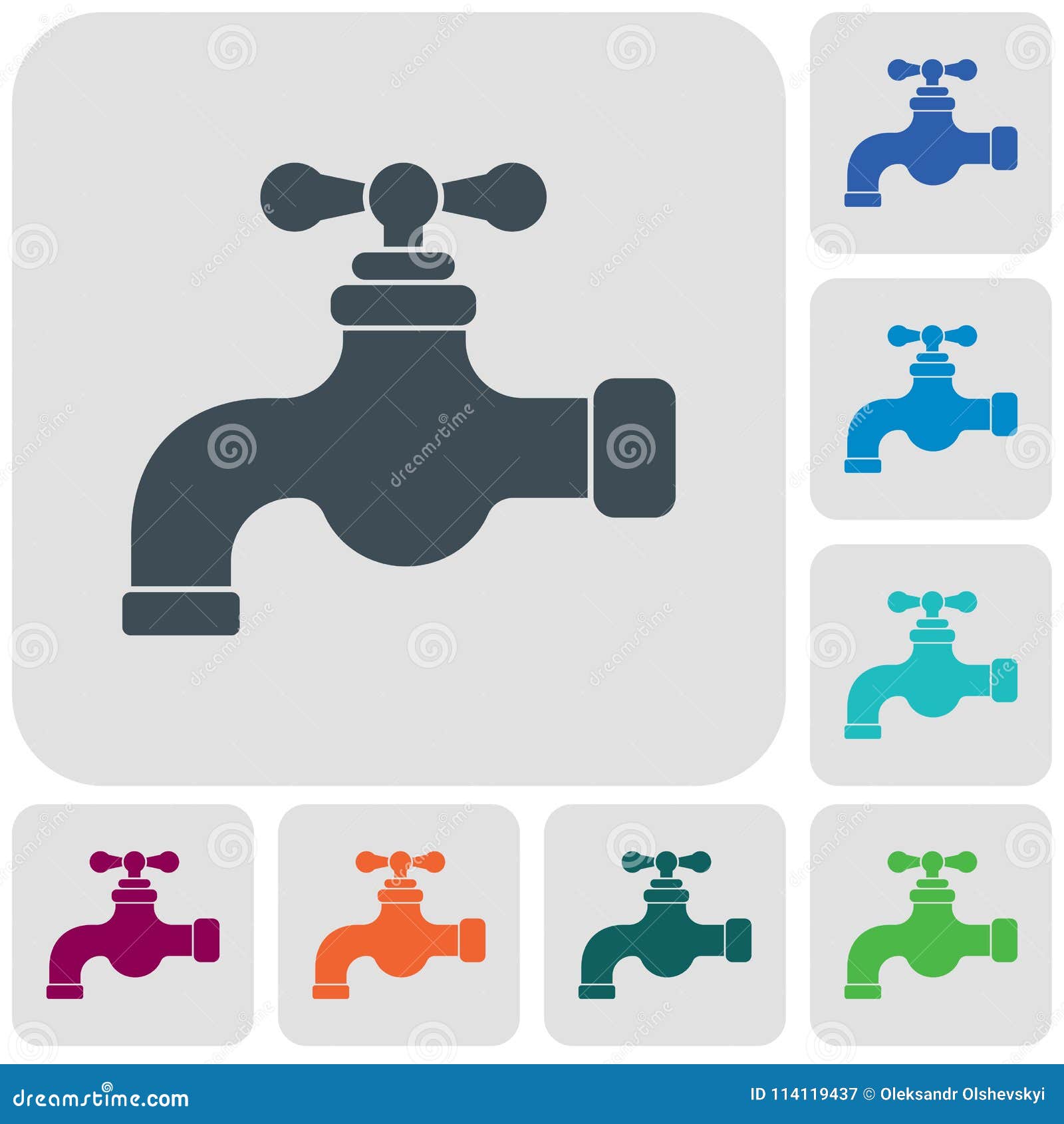 Water tap icon stock vector. Illustration of leaky, faucet - 114119437