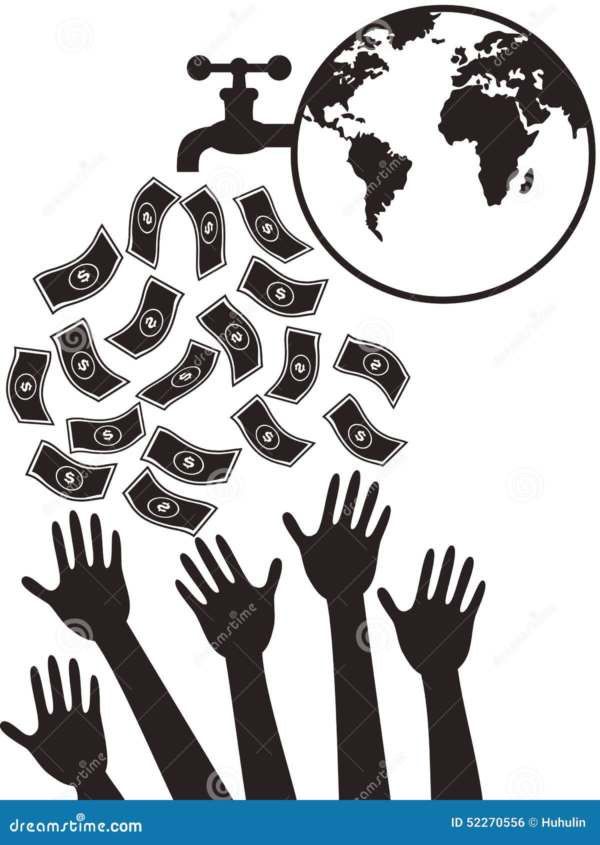 Water tap money dripping stock vector. Illustration of hand - 52270556