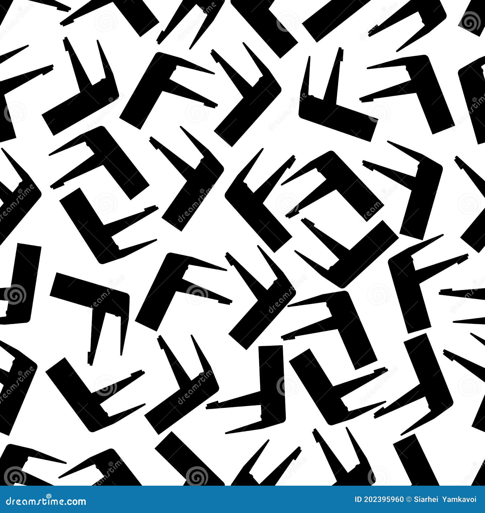 Water Tap Pattern Repeat Seamless. Black Silhouettes on a White ...