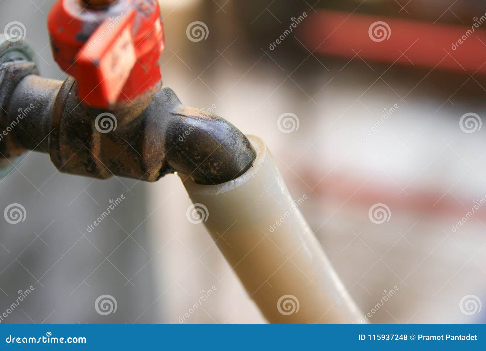 Water Tap with Rubber Tube Close Up. Stock Photo - Image of metal ...