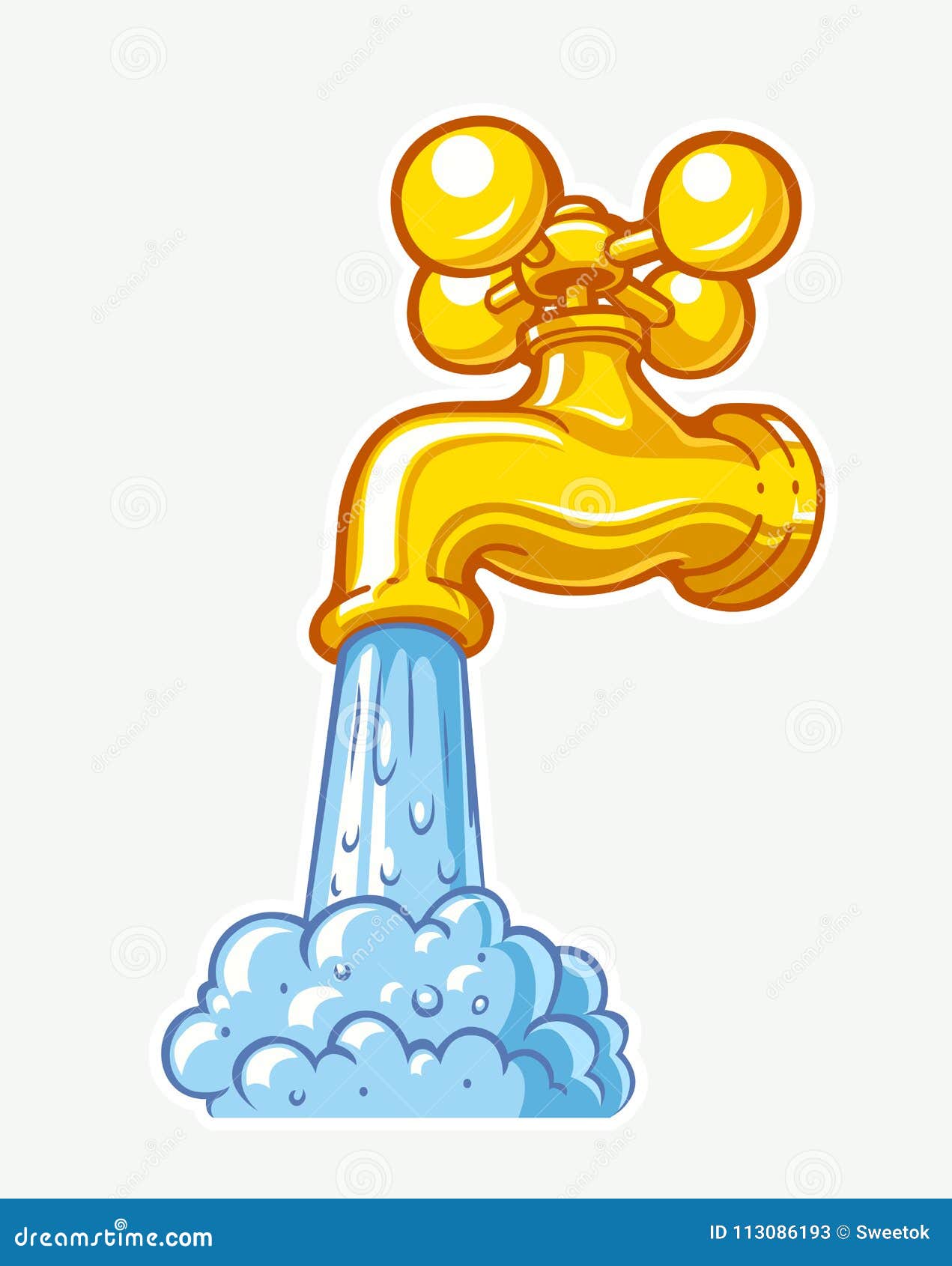 Water Tap And Stream Stock Vector Illustration Of Open 113086193