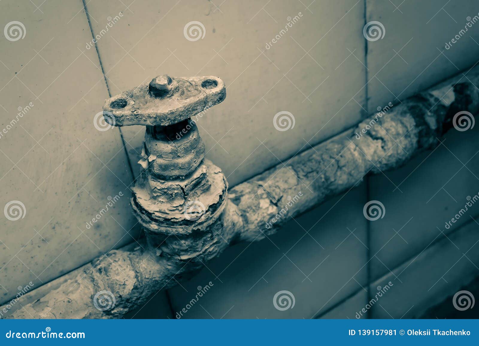 Water Tap on a Very Old Rusty Pipe Stock Image - Image of toned ...