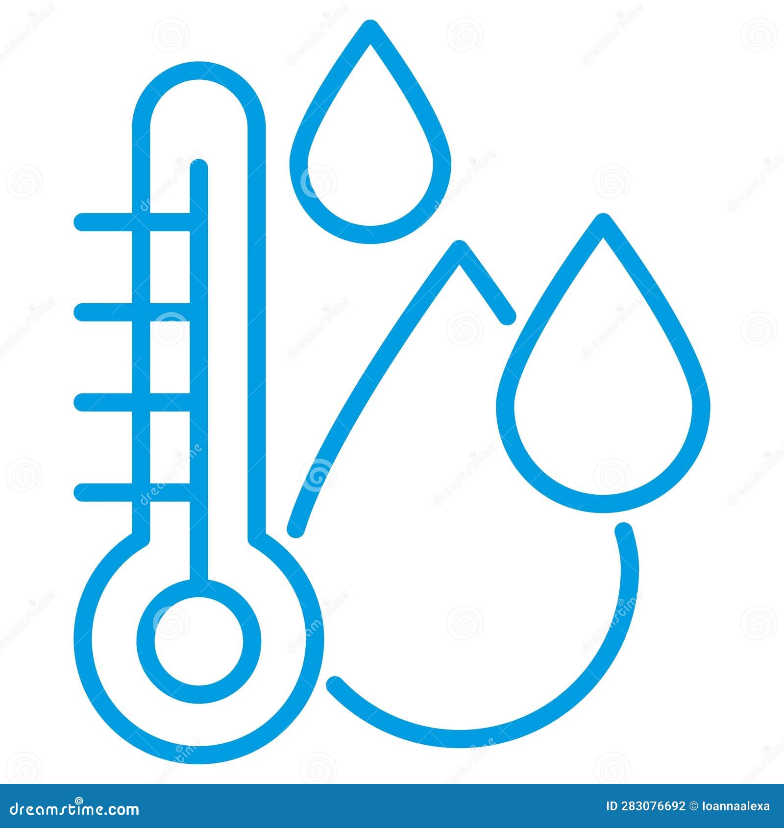 Water Temperature. Liquid Drop Outline Pictogram with Thermometer Stock ...