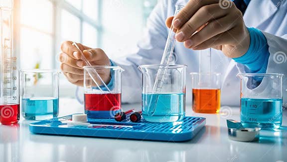 Water Testing in a Laboratory: a Scientific Experiment Stock ...