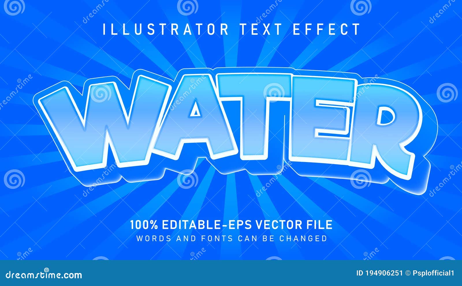Water Text Effect Design Vector Stock Vector - Illustration of number ...