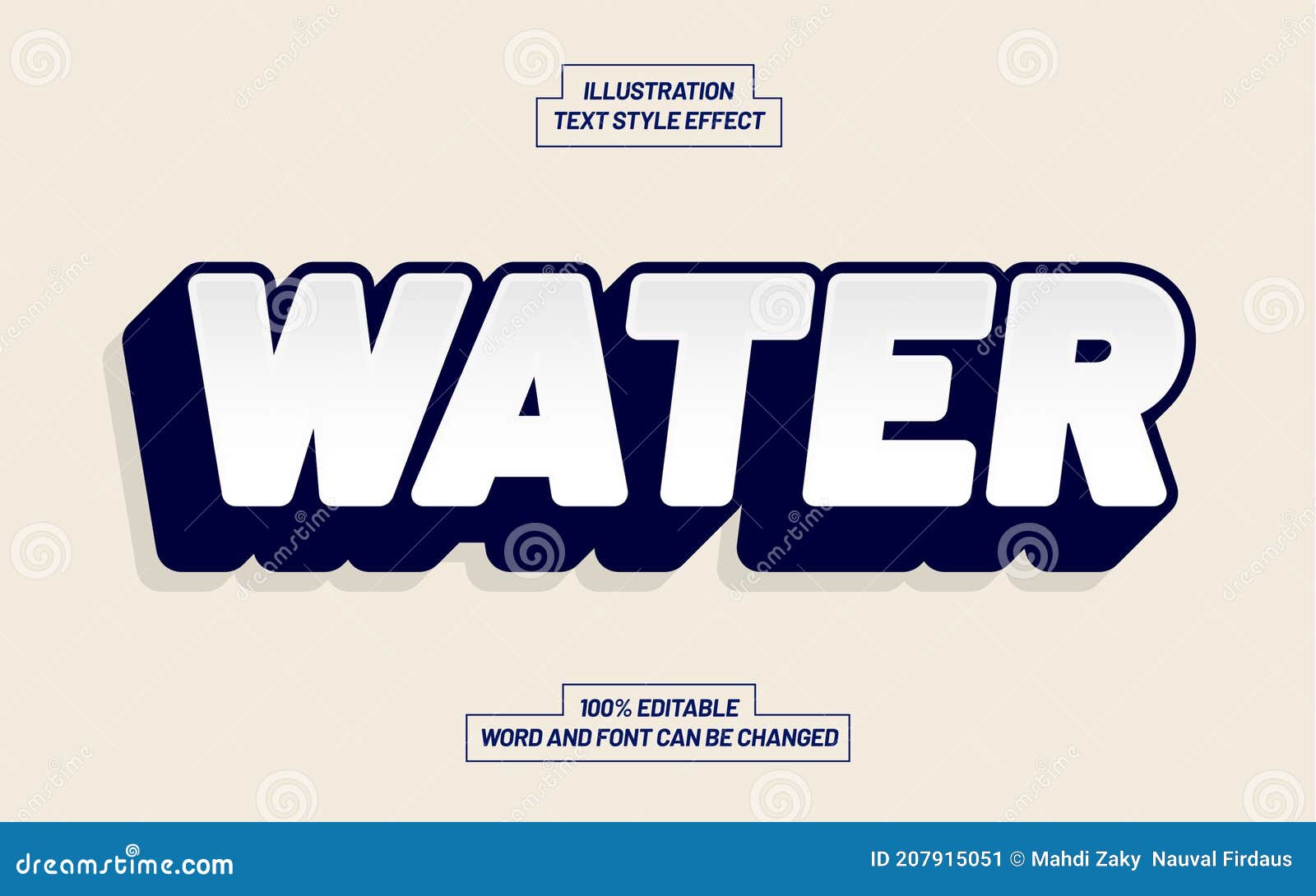Water Design Text Style Effect Stock Vector - Illustration of graphic ...