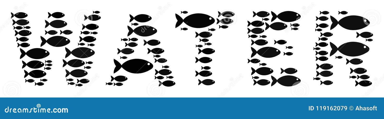 Water Text Composition of Fish Icons Stock Vector - Illustration of ...