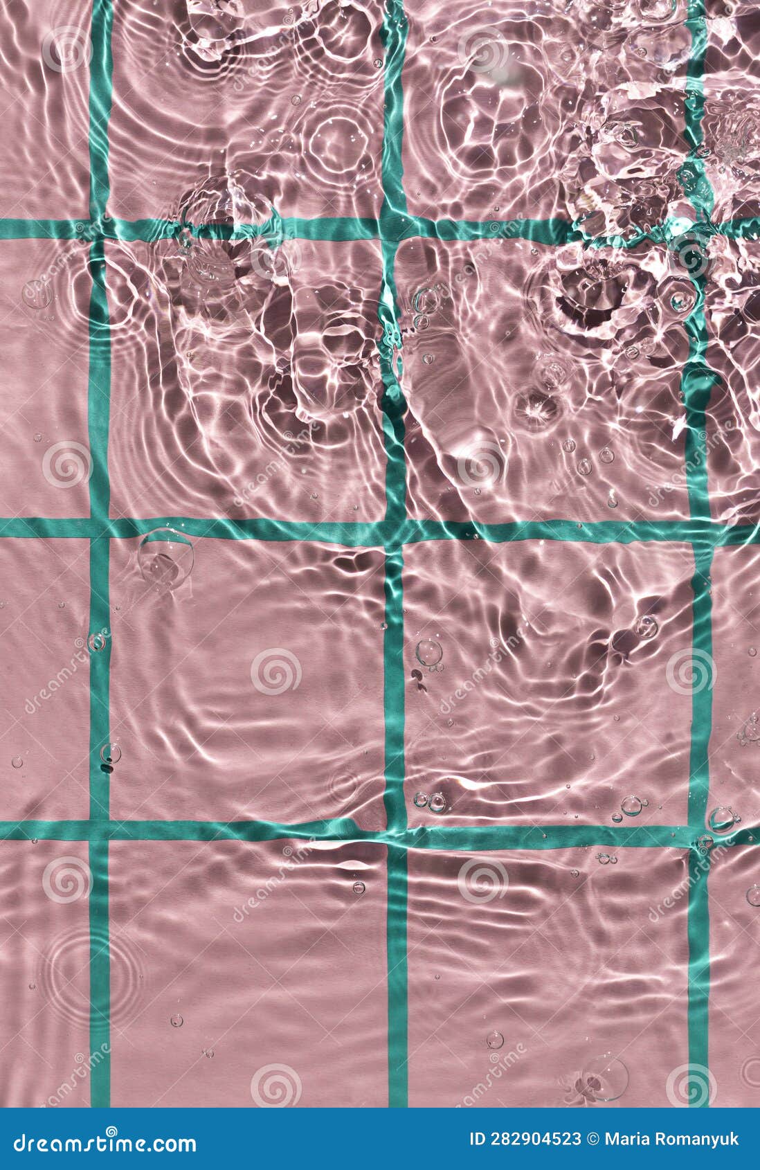 Water Texture on Pink Checkered Pattern Background on the Sunlight ...